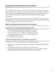 1 0 Numpy Interview Questions Answers Pdf Numpy Interview Questions Course Hero
