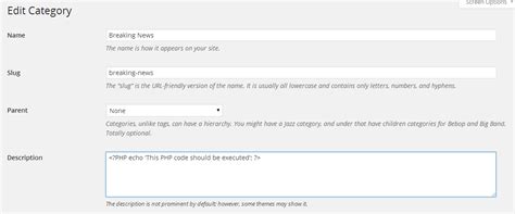 Wordpress Execute Php In Categorytag Description Stack Overflow