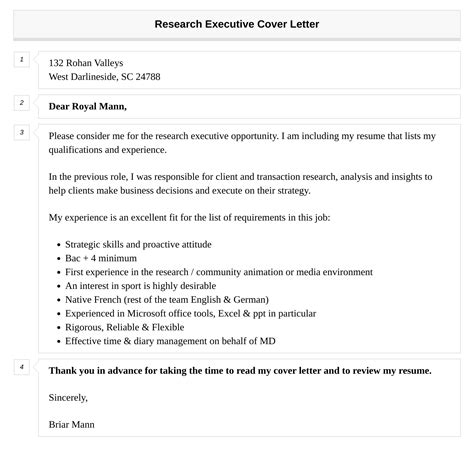 Research Executive Cover Letter Velvet Jobs