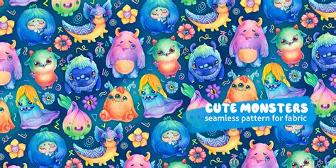 Cute Monsters Pattern Design Behance