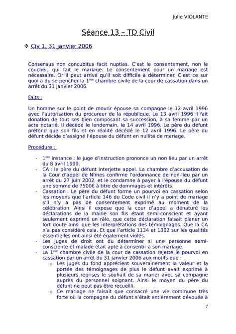 Séance 13 TD Civil travail perso correction L1 Julie VIOLANTE Séance