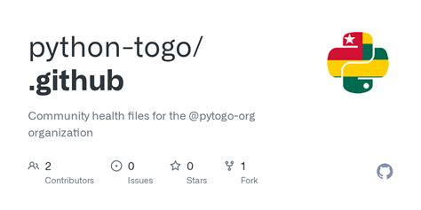 Github Python Togogithub Community Health Files For The Pytogo