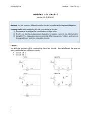 Module 4 1 DC Circuits I Docx Physics 9L 19L Module 4 1 DC Circuits I Module 4 1 DC Circuits