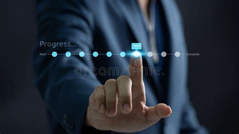 Interactive Progress Tracking Businessmantouching Digital Progress Bar