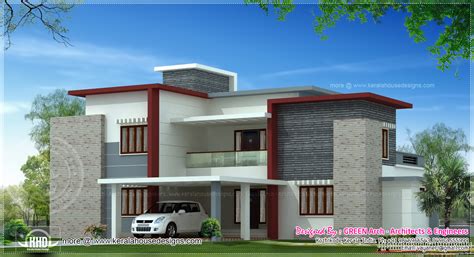 2300 Sq Ft Contemporary Flat Roof House Exterior Home Kerala Plans