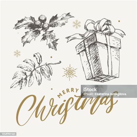 크리스마스 스케치 벡터 호랑 가시 나무 베리 크리스마스 트리 소나무 나뭇가지 휴일 장식 겨울 기호 빈티지 자연 일러스트 개체 그룹에 대한 스톡 벡터 아트 및 기타 이미지