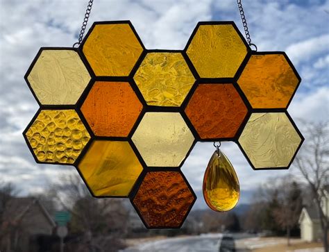 Freeform Honeycomb With Amber Drop Blue Moose Art Gallery