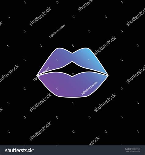 Big Lips Blue Gradient Vector Icon Stock Vector Royalty Free
