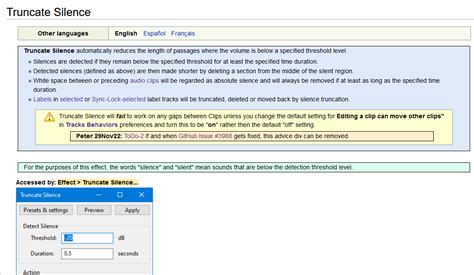 Truncate Silence Fails To Work On Any Gaps Between Clips · Issue
