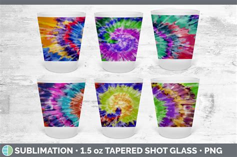 Tie Dye Shot Glass Sublimation Tapered Shot Glass 15oz By Enliven