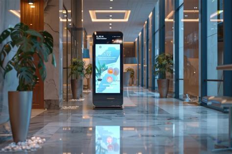 Digital Signage Display In Modern Hotel Lobby Premium Ai Generated Image