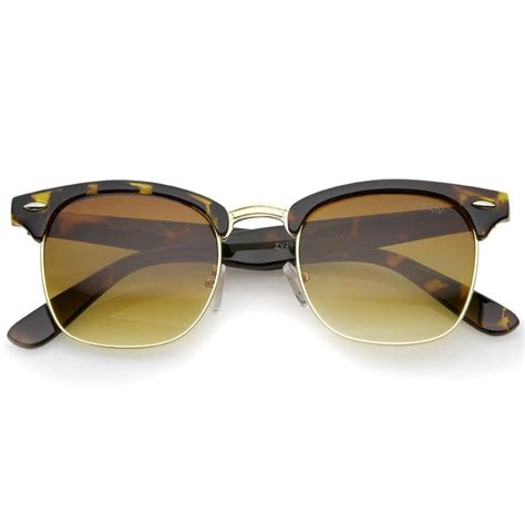 Indie Half Frame Horned Rim Vintage Inspired Sunglasses 2934 Tortoise