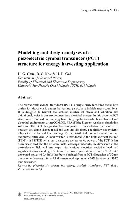 Pdf Modelling And Design Analyses Of A Piezoelectric Cymbal Transducer Pct Structure For