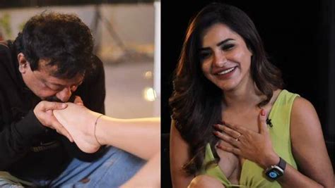 Viral Director Ram Gopal Varma Touches And Kiss Ashu Reddy S Feet In