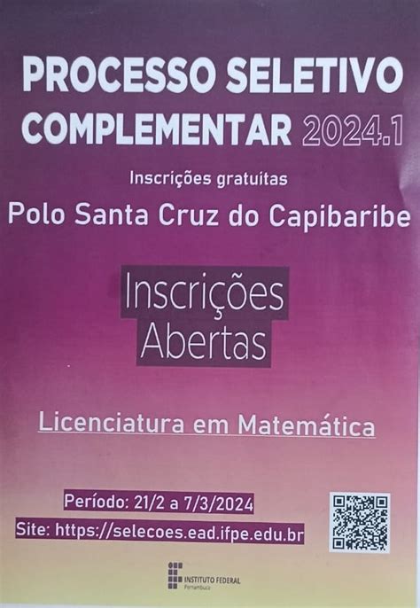 Ifpe Abre Inscrições 25 Inscrições Para O Curso De Licenciatura Em