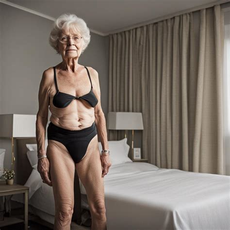 75 Yr Old Granny Topless Wearing Black Thong And H By Anywayman On