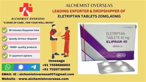 Eletriptan Tablet 40mg Tablet At ₹ 450 Stripe In Nagpur Id
