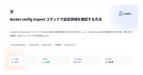 Docker Config Inspect コマンドで設定詳細を確認する方法 Docker 設定管理 Labex