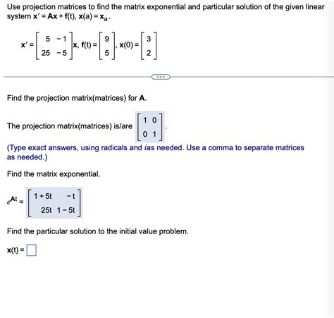 Solved Use Projection Matrices To Find The Matrix