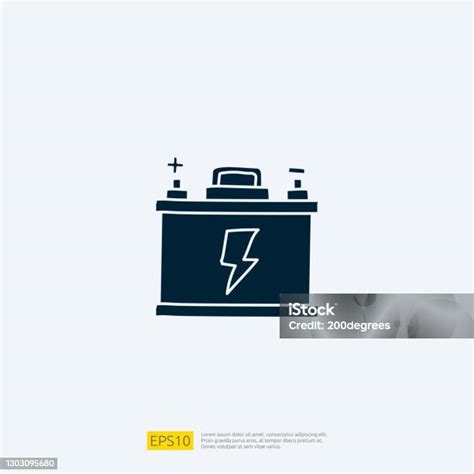 아쿠 전기 산 배터리 낙서 아이콘 차량 개념에 대한 기호 기호입니다 화이트 배경 벡터 일러스트에 환경 녹색 친화적 인 교통 0명에 대한 스톡 벡터 아트 및 기타 이미지