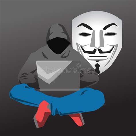 Hacker Is Using Computer To Attack Vector Illustration Stock Vector