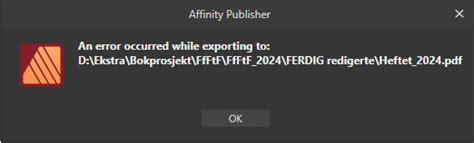 Affinity Publisher Fails Exporting To PDF Desktop Questions MacOS
