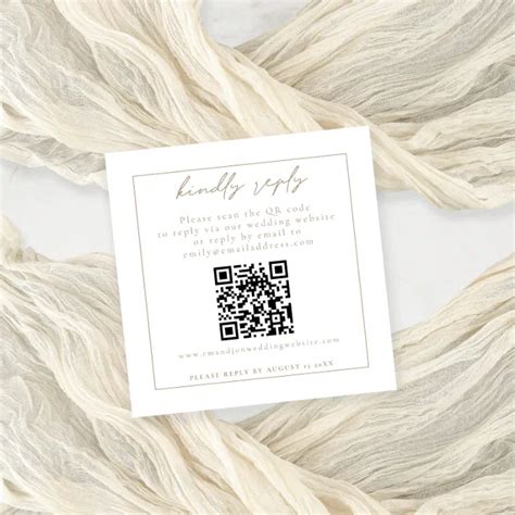 Please Reply Qr Code Champagne Wedding Rsvp Enclosure Card Zazzle
