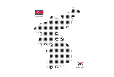 Vector Square Pixel Dotted Map Of Korea Isolated On White Background