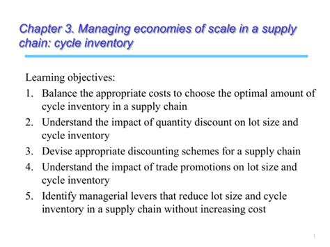 Cycle Inventory Management In Supply Chains