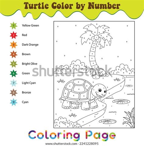 Turtle Color By Number Turtle Coloring Stock Vector Royalty Free Shutterstock