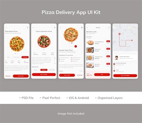 피자 배달 앱 Ui 키트 프리미엄 Psd 파일