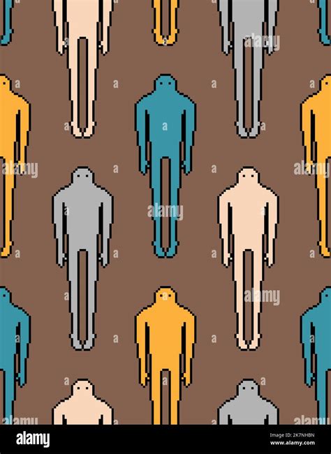 Ghost Pixel Art Pattern Seamless 8 Bit Human Phantom Background