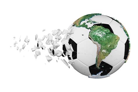행성 지구 세계 개념 흰색 배경에 고립 부서진된 깨진된 축구 공 현실적인 대륙으로 축구 공입니다 3차원 형태에 대한 스톡 사진
