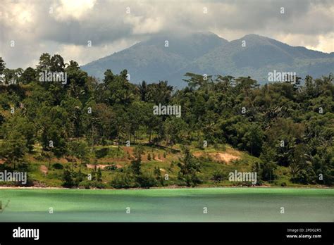 A View Of Lake Linow A Volcanic Lake In A Background Of Mount Empung