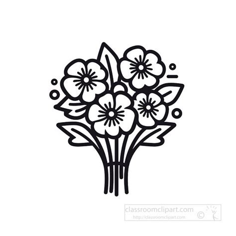 Plant Outline Clipart Bouquet Of Flowers Black Outline Clip Art