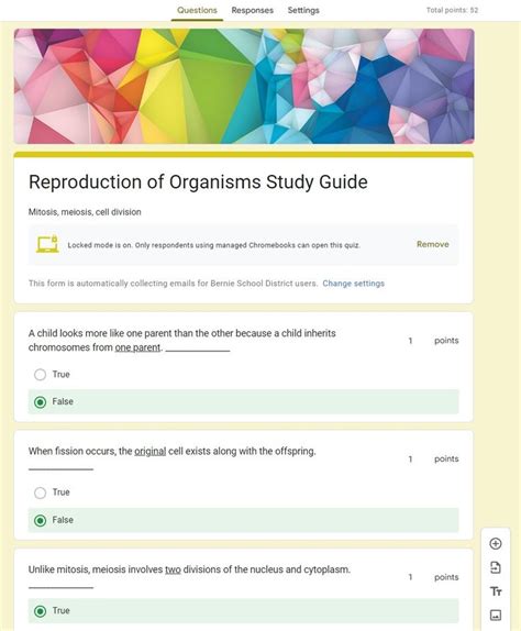 Reproduction Of Organisms Study Guide Mitosis Meiosis Cell Div