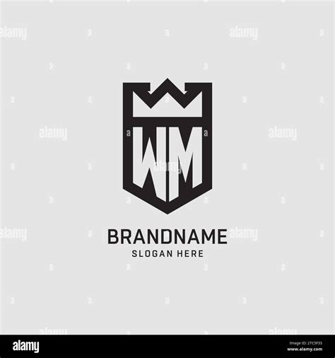 Initial Wm Logo Shield Shape Creative Esport Logo Design Vector