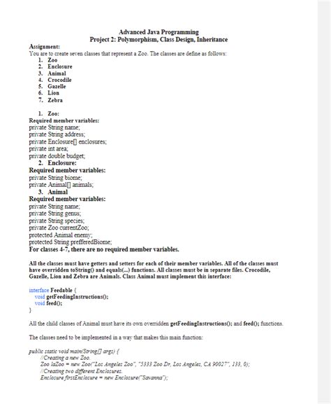 Advanced Java Programming Project 2 Polymorphism