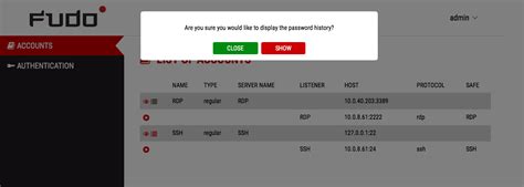 Displaying Passwords History — Fudo Pam 310 User Portal Help