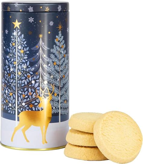Cylinder Christmas Stag And Moon Biscuits Tin Traditional Scottish