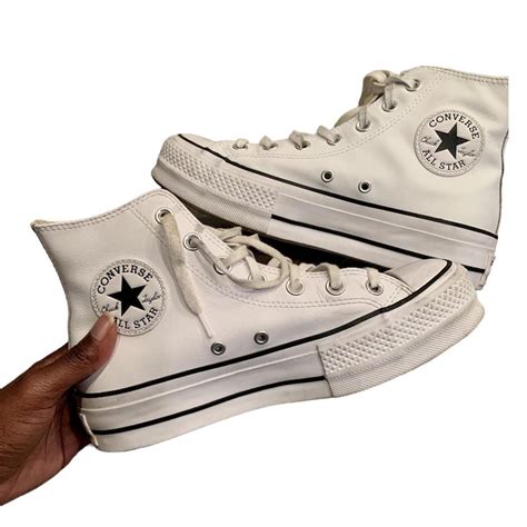 Converse Womens White And Black Trainers Depop