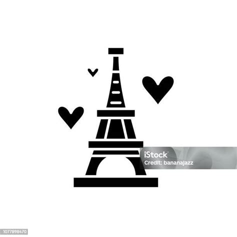 Ikon Hitam Menara Eiffel Tanda Vektor Pada Latar Belakang Terisolasi