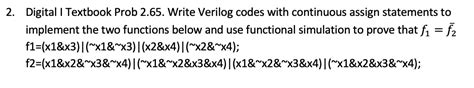 Solved 2 Digital I Textbook Prob 265 Write Verilog Codes