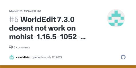 worldedit 7 3 0 doesnt not work on mohist 1 16 5 1052 server · issue 5