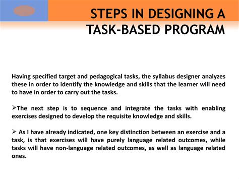 Aspects Of Task Based Syllabus Design Ppt