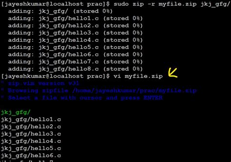 zip command in linux with examples geeksforgeeks