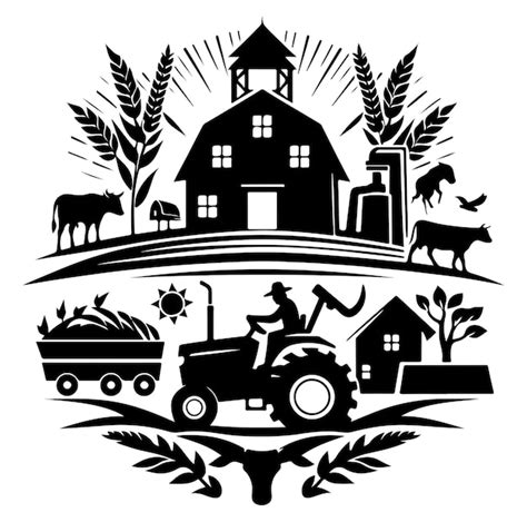 Farming Logo Silhouette Vector Illustration On White Background