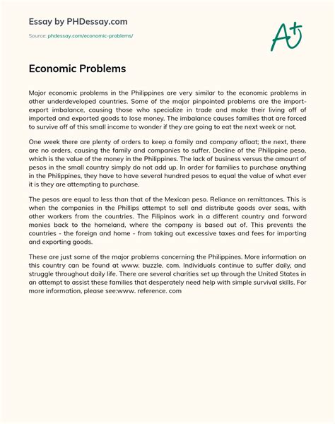 Economic Problems Argumentative Essay Sample 300 Words