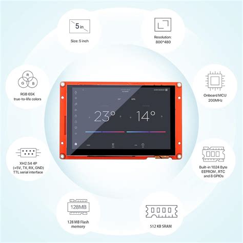 Nextion 50 Intelligent Hmi Display Module Nx8048p050 011c Capacitive