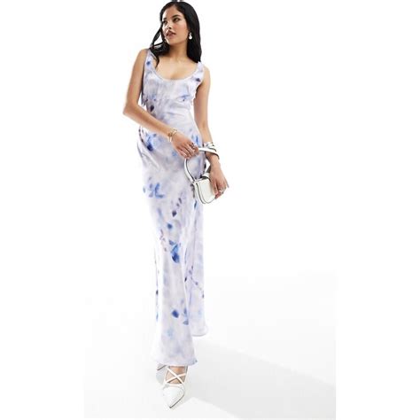 Asos Design Vestito Sottoveste Midi In Raso Slavato Con Scollo